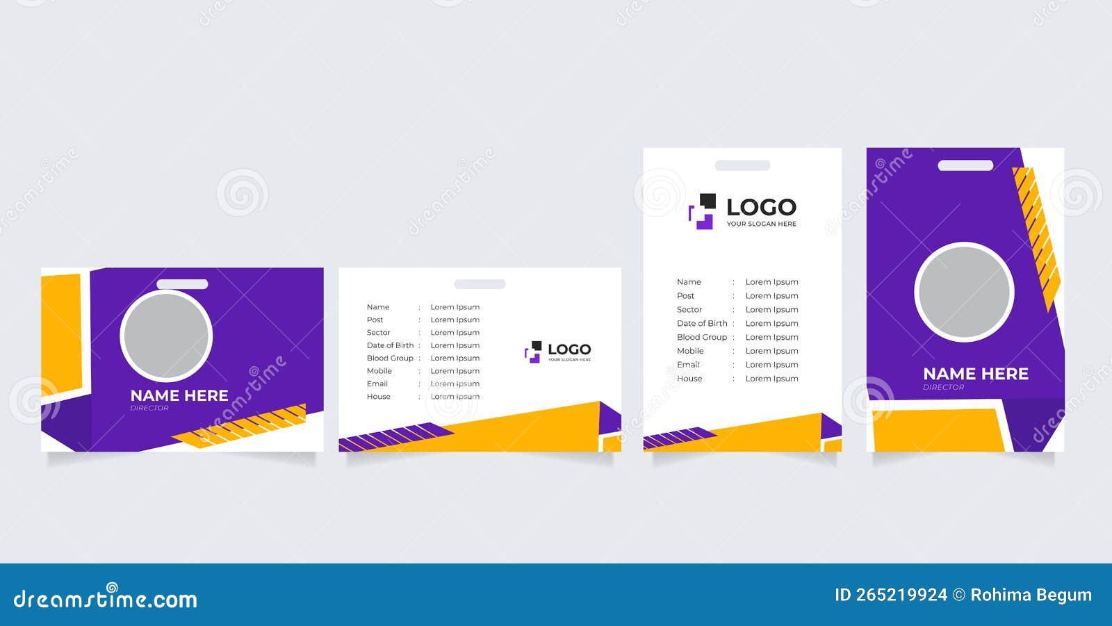 Abstract Elegant Blue Curve Id Card Design, Professional Identity Card ...