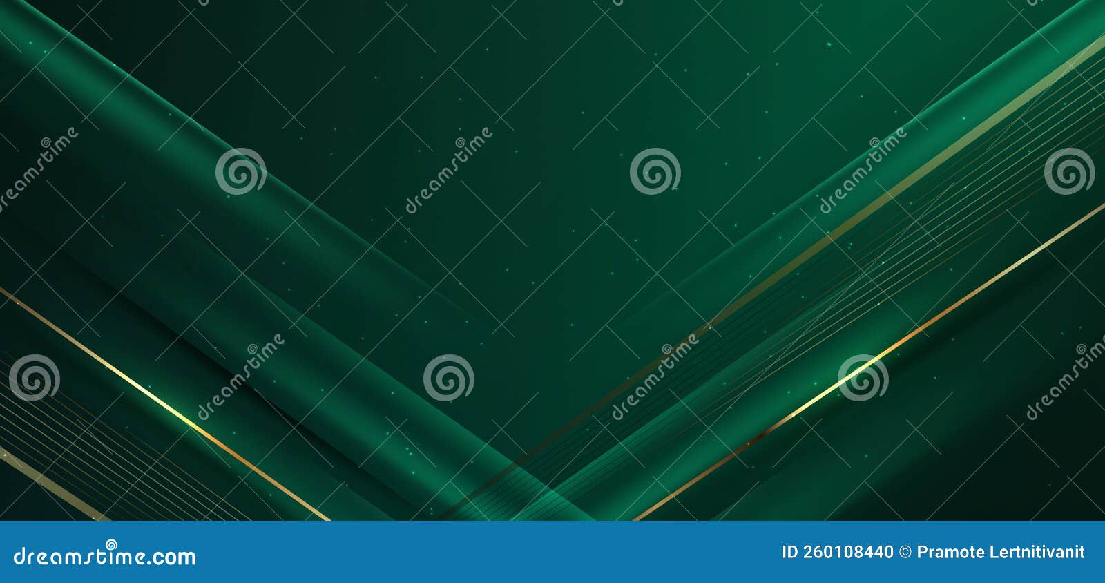 Abstract Elegant Dark Green Background With Golden Line Diagonal And