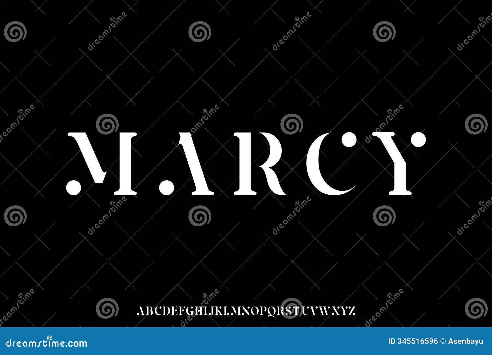 Abstract Elegant Stencil Type Style Serif Alphabet Display Font Vector ...