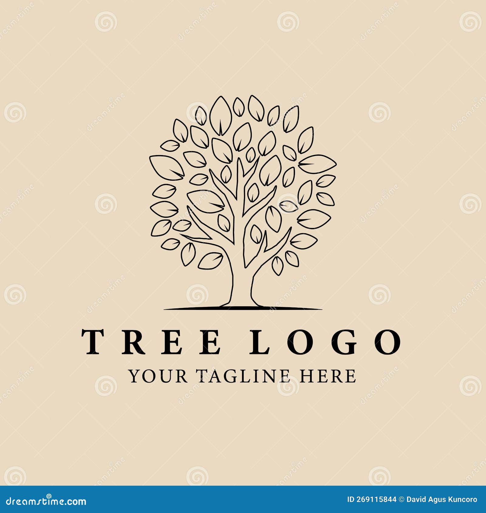 Abstract Elegant Tree Line Logo Icon Design. Graceful Lined Sign Stock ...