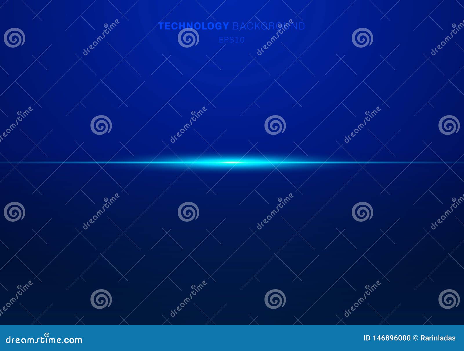Abstract Elements Blue Light Laser Lines Horizontal on Dark Background ...