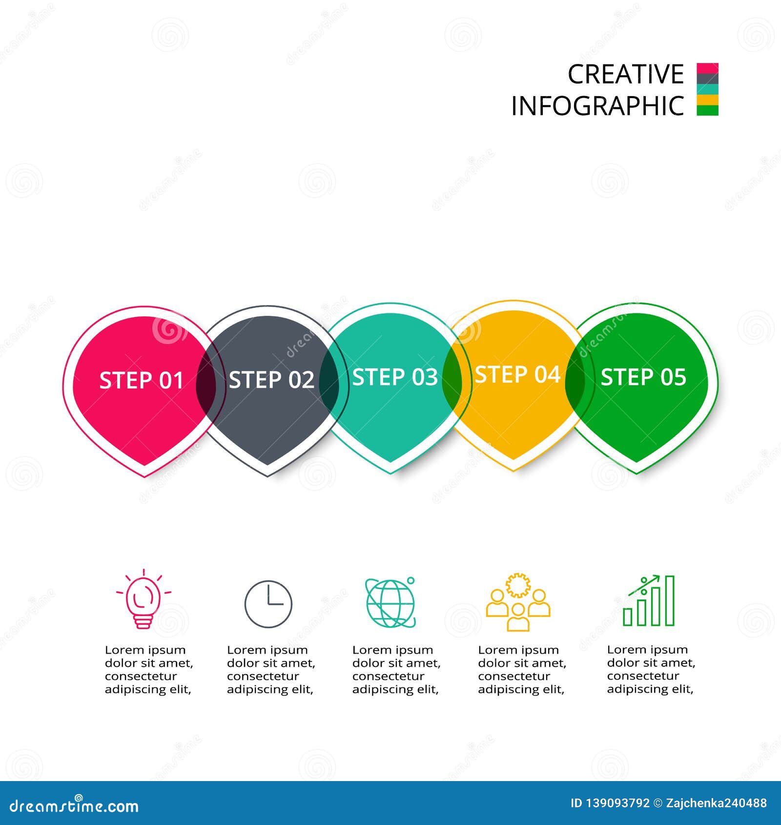 Abstract Elements of Graph, Diagram with 6 Steps, Options, Parts or ...