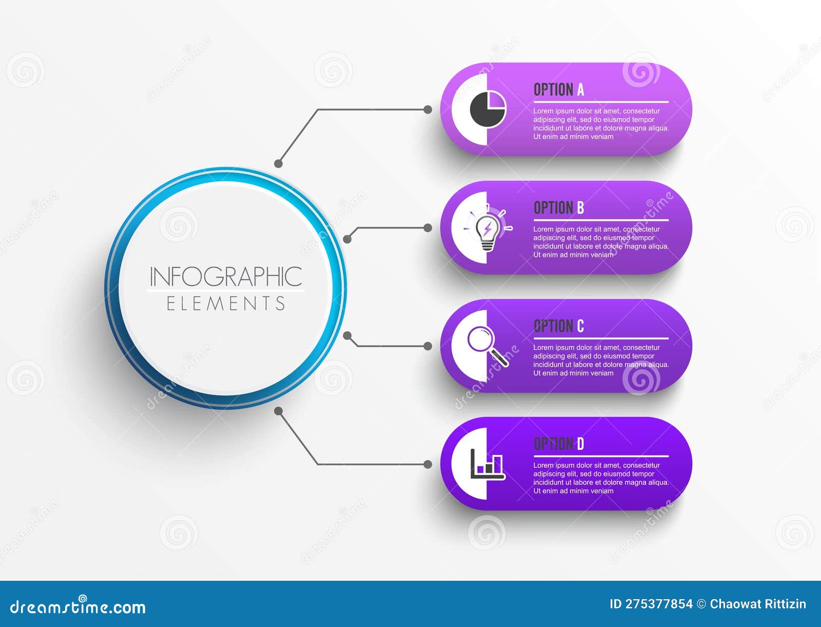 Abstract Elements of Graph Vector Infographic Template with Label ...