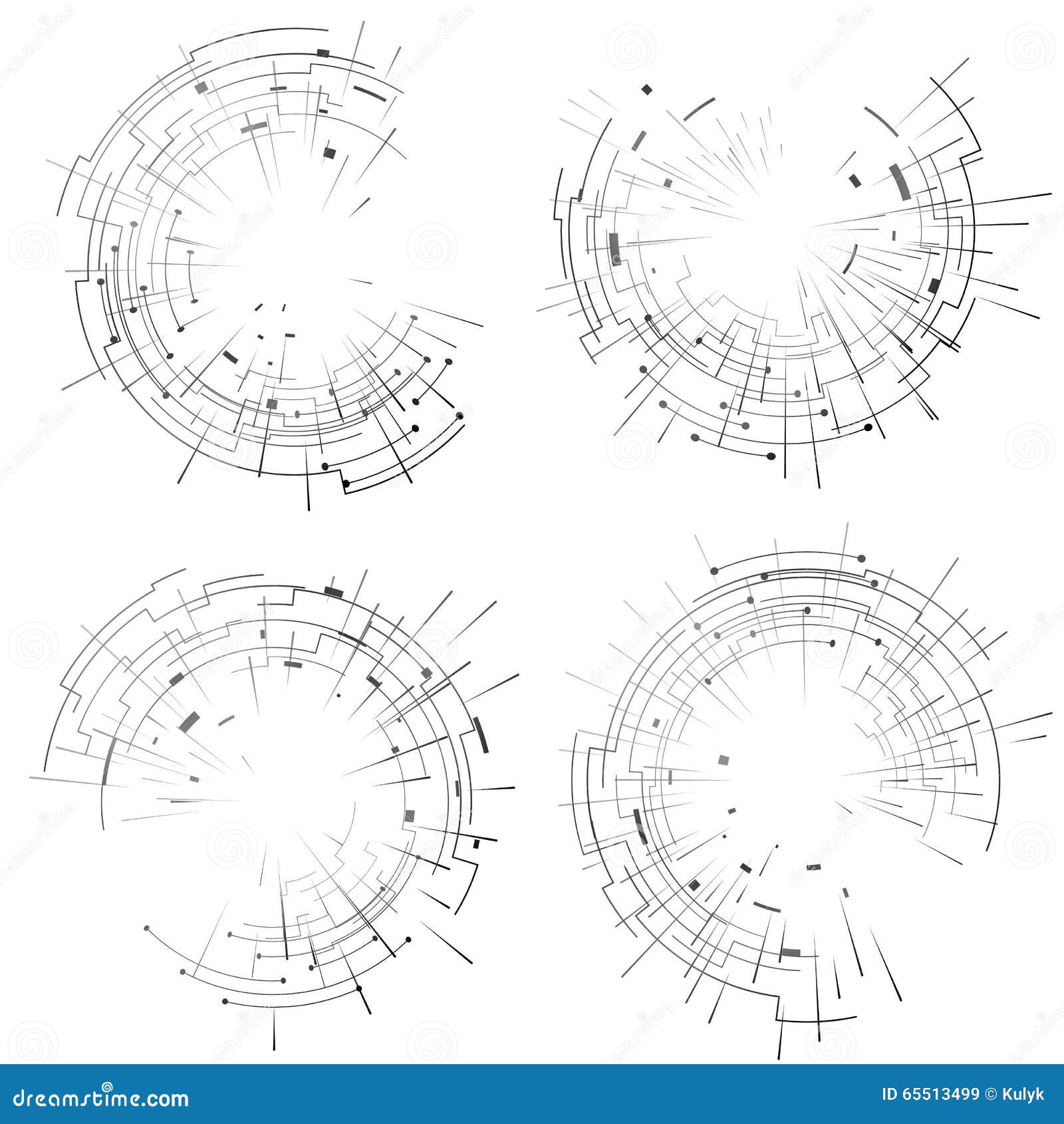 Abstract Elements Set of Circular Lines and Rays Stock Vector ...