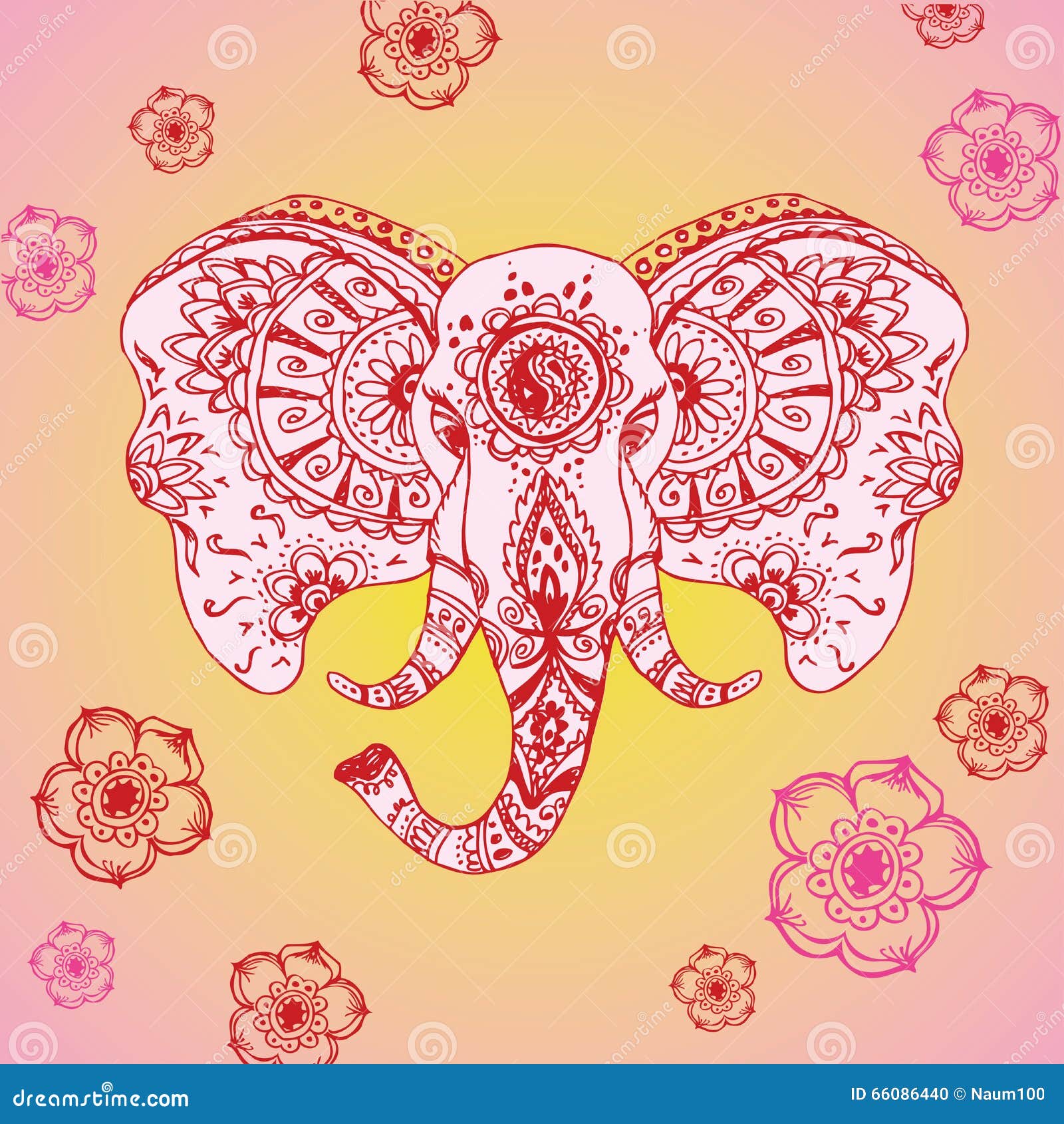 Abstract Elephant in Indian Style Mehndi Stock Vector - Illustration of ...