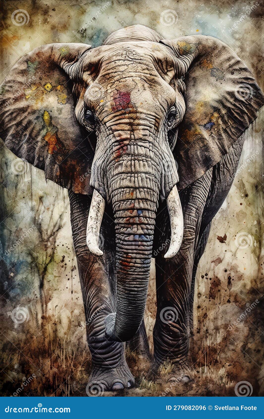 Elephant Painting Coloring Page For Kids Cartoon Vector | CartoonDealer ...