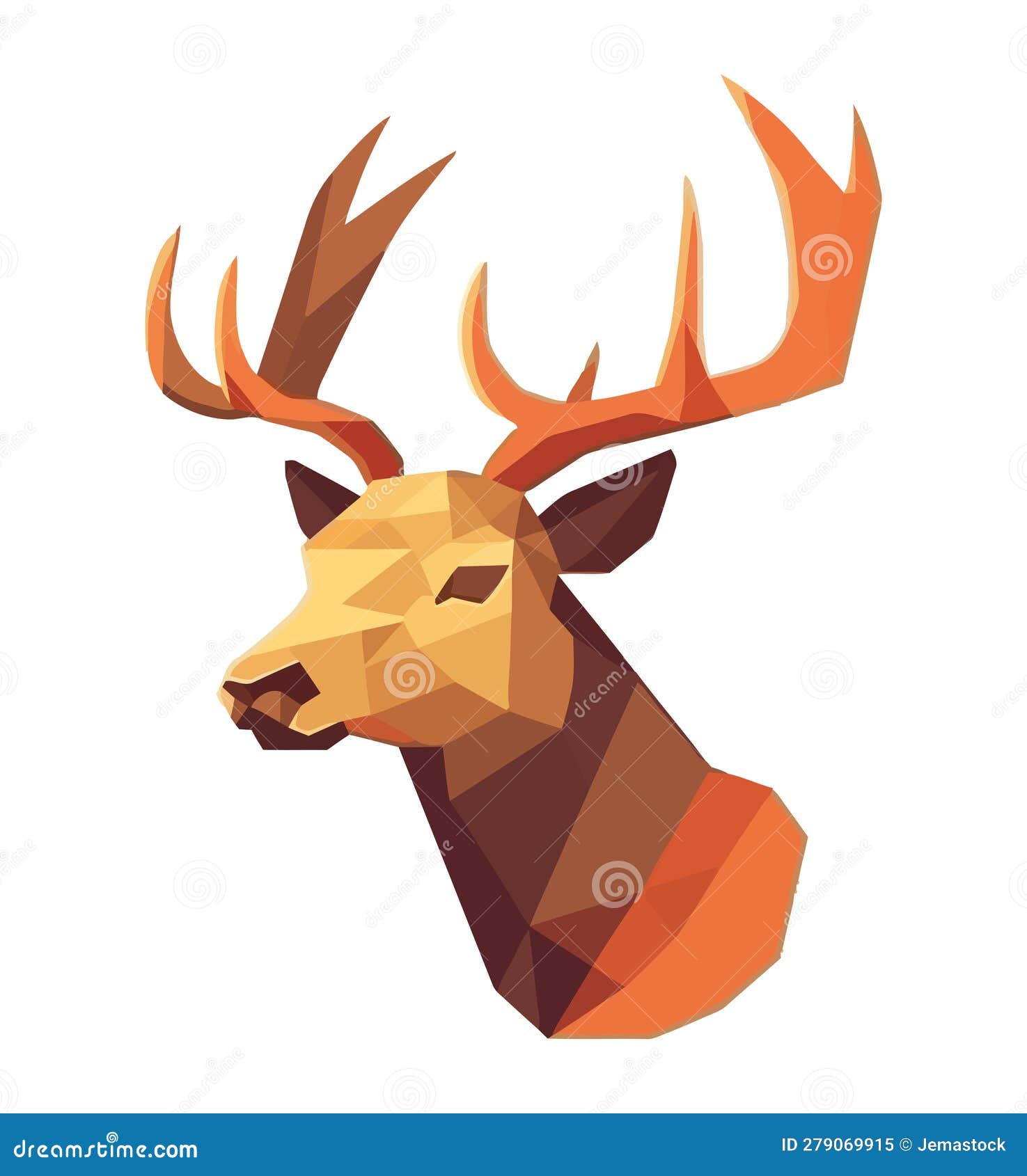 Abstract Elk Silhouette with Horned Decoration Stock Vector ...
