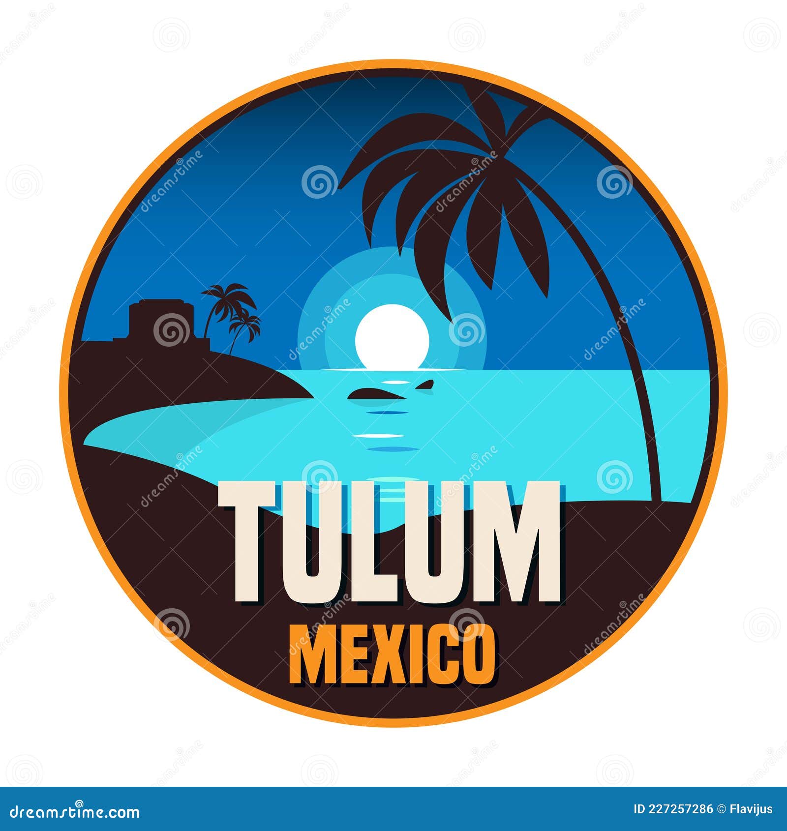 Abstract Emblem with the Name of Tulum, Mexico Stock Vector ...