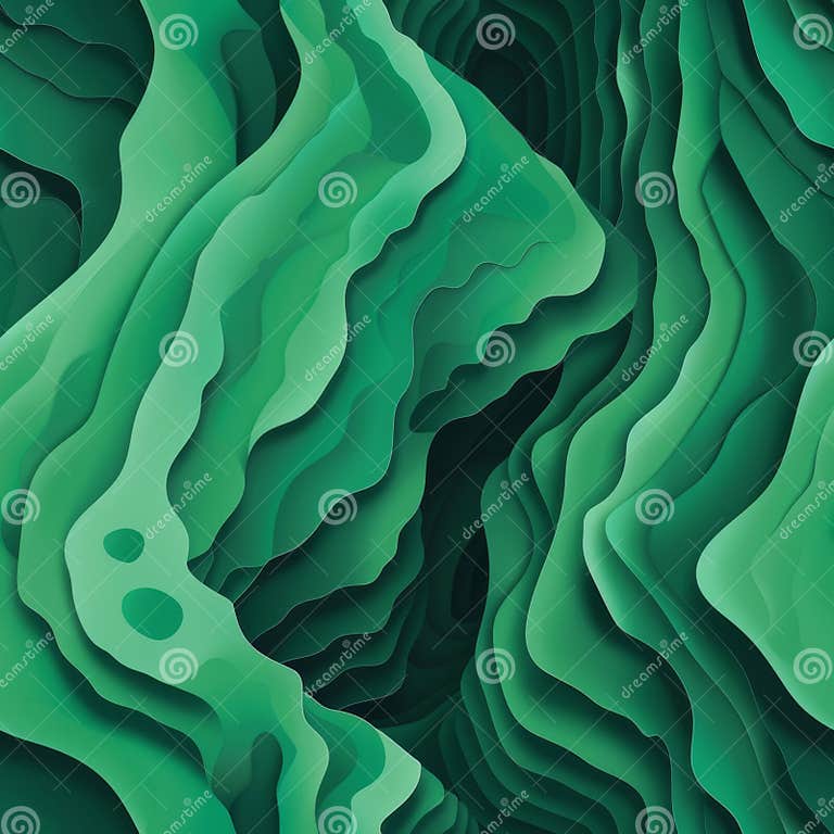 Abstract Emerald Green Paper Waves Texture Stock Image - Image of ...
