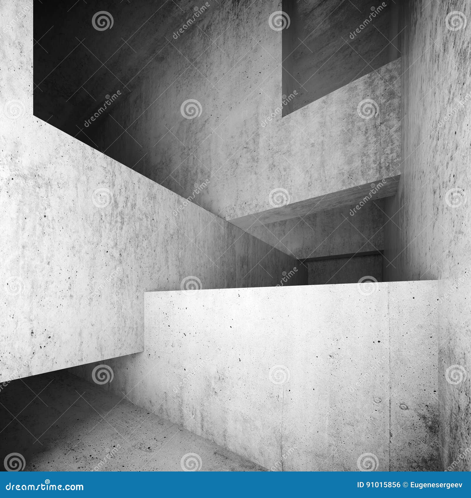 Abstract Empty Concrete Interior, Walls and Girders Stock Illustration ...