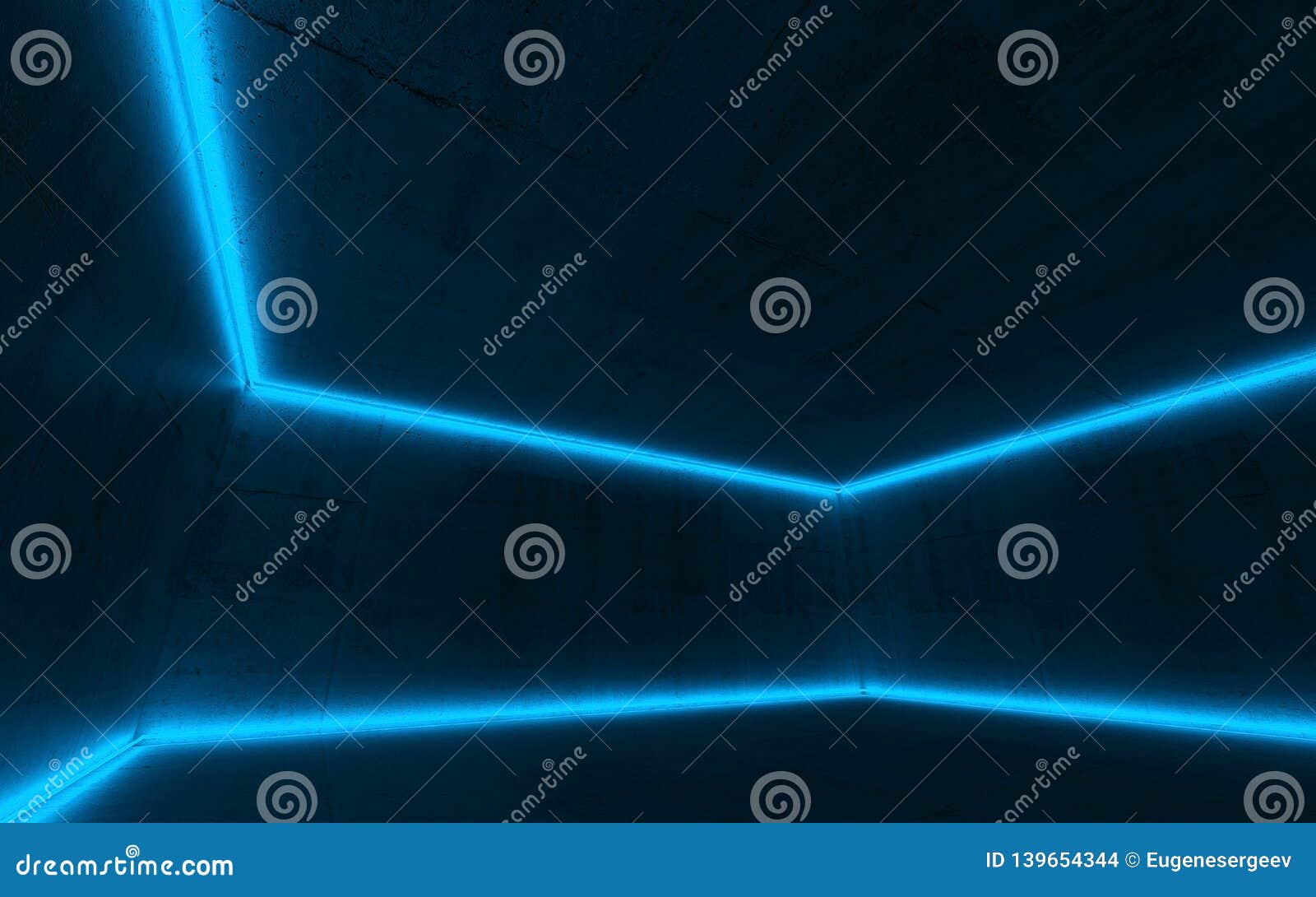 Blue neon light lines, 3 d stock illustration. Illustration of bright ...