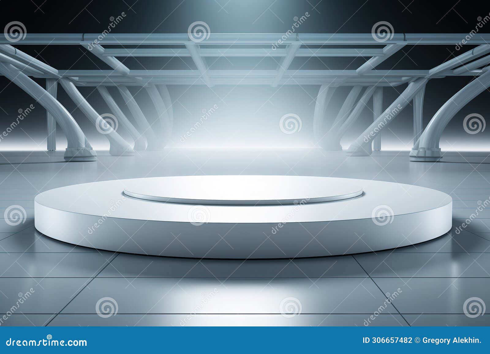 Abstract Empty Gray Podium on Gray Background . Booth Layout for ...