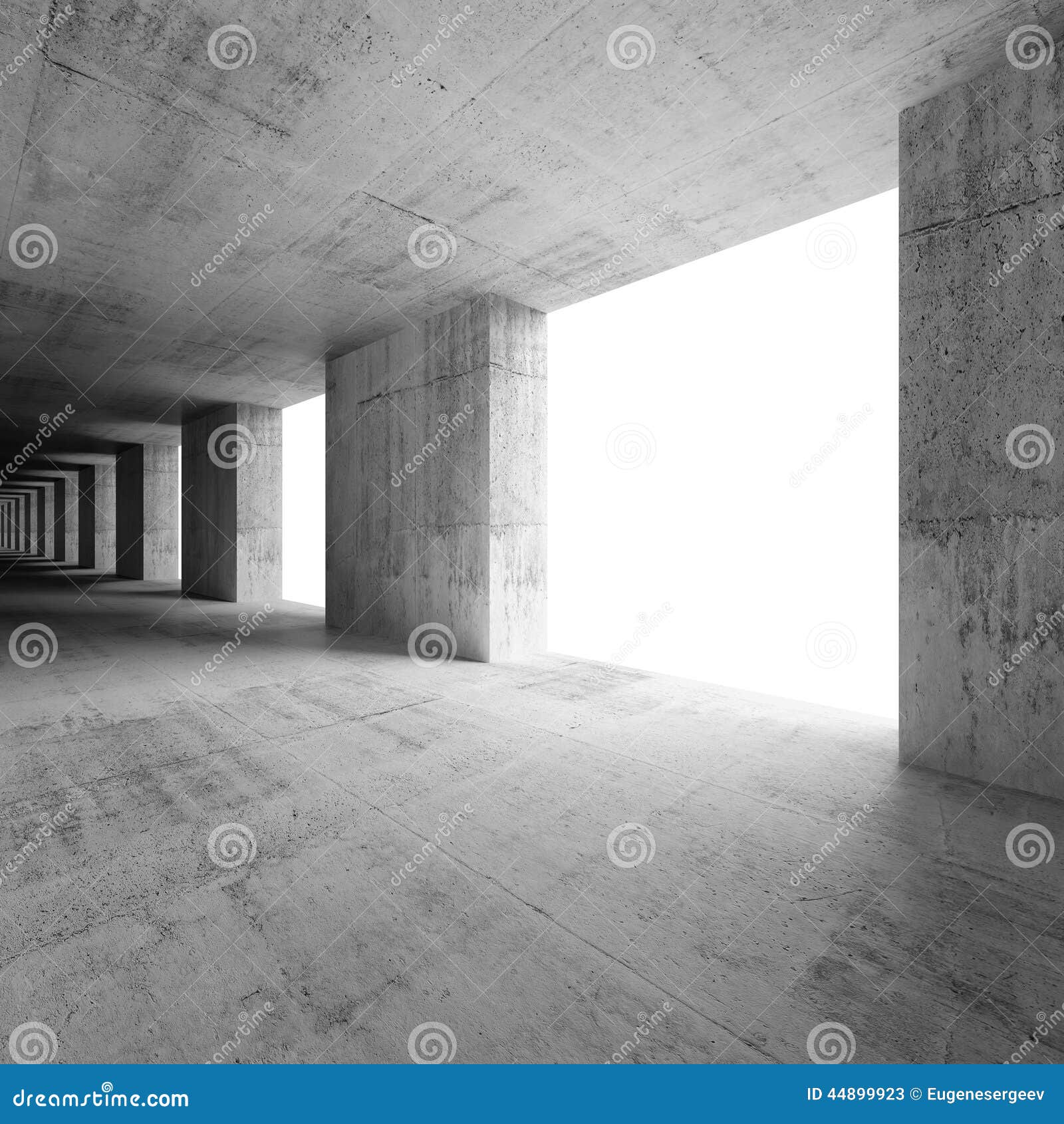 Abstract Empty Interior with Concrete Columns and Windows Stock ...