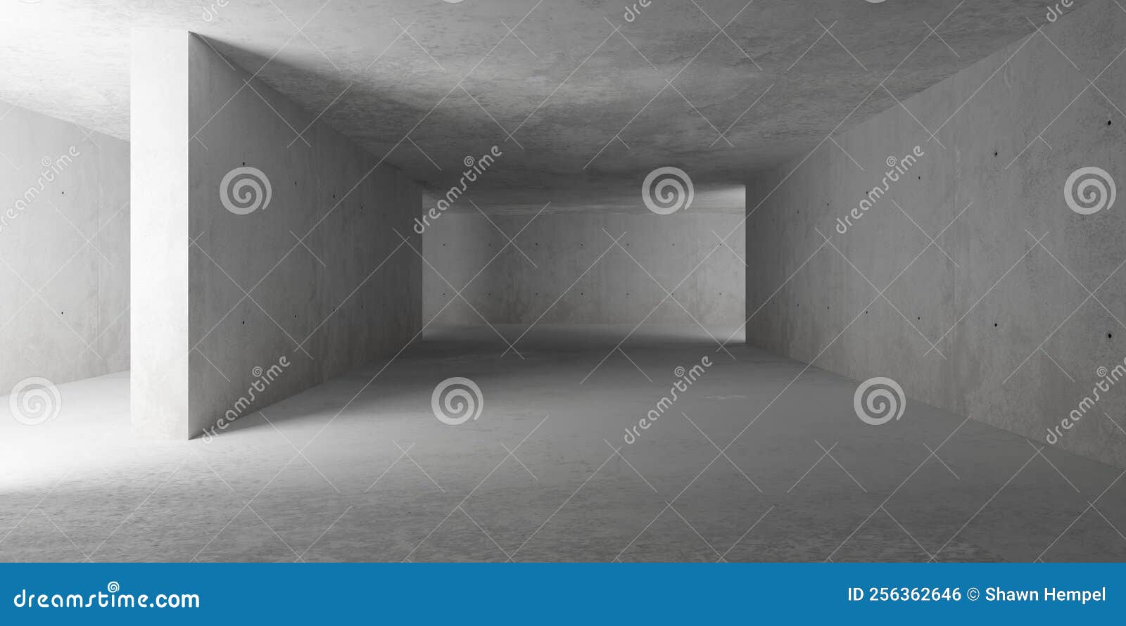 Abstract Empty, Modern Concrete Room with Divider Wall on the Left Side ...