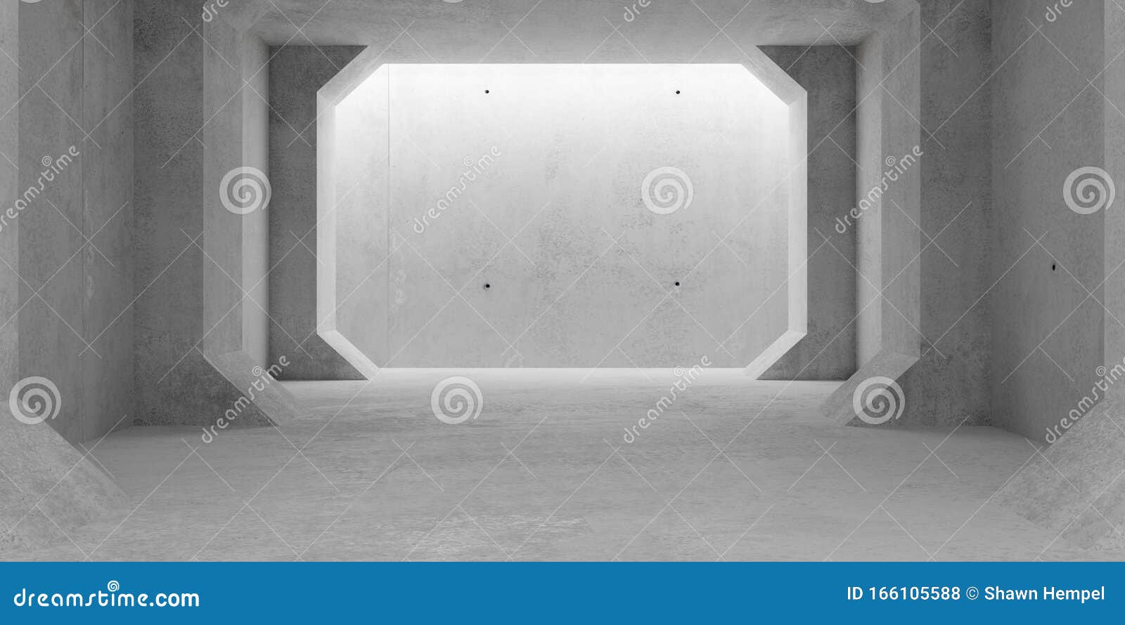 Abstract Empty, Modern Concrete Room with Indirect Lighting from ...
