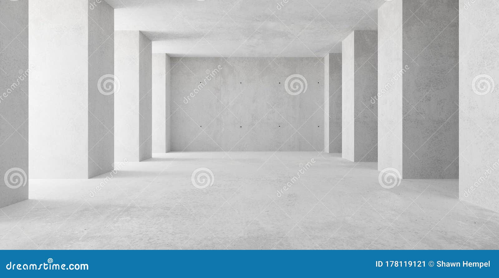 Abstract Empty, Modern Concrete Room with Indirect Lighting from Left ...