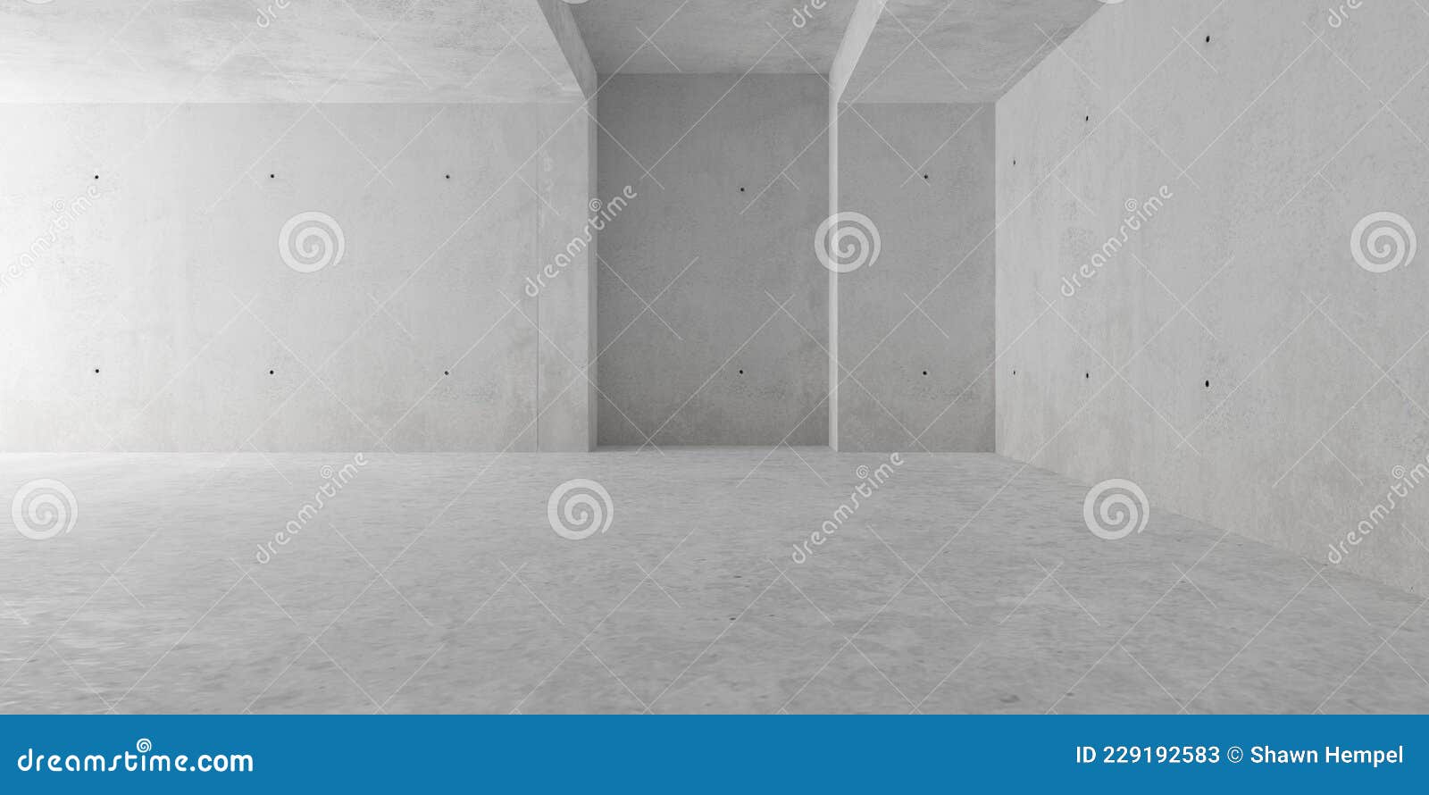 Abstract Empty, Modern Concrete Room with Indirect Lighting from Left ...