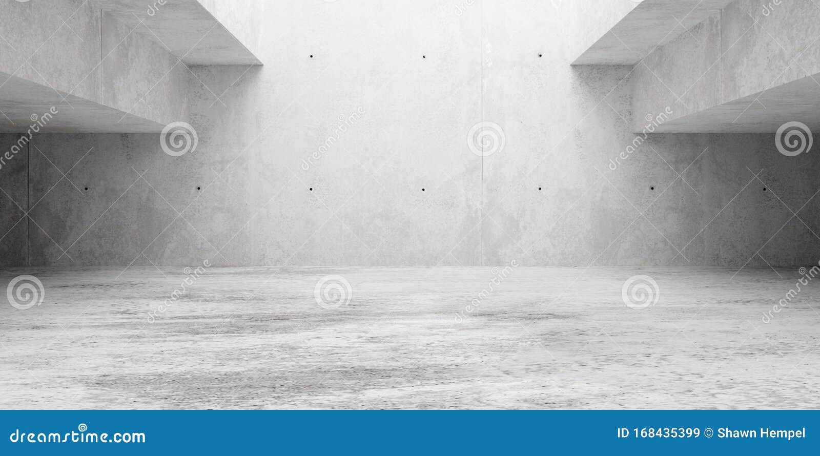 Abstract Empty, Modern Concrete Room with Lighting from Opening Ceiling ...