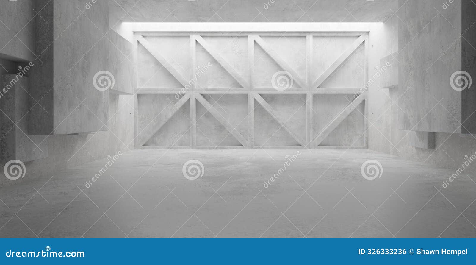 Abstract Empty, Modern Concrete Room with Offset Triangle Tiles in the ...