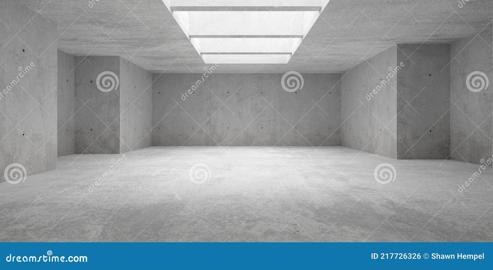 Abstract Empty, Modern Concrete Room with Open Ceiling and Light from ...