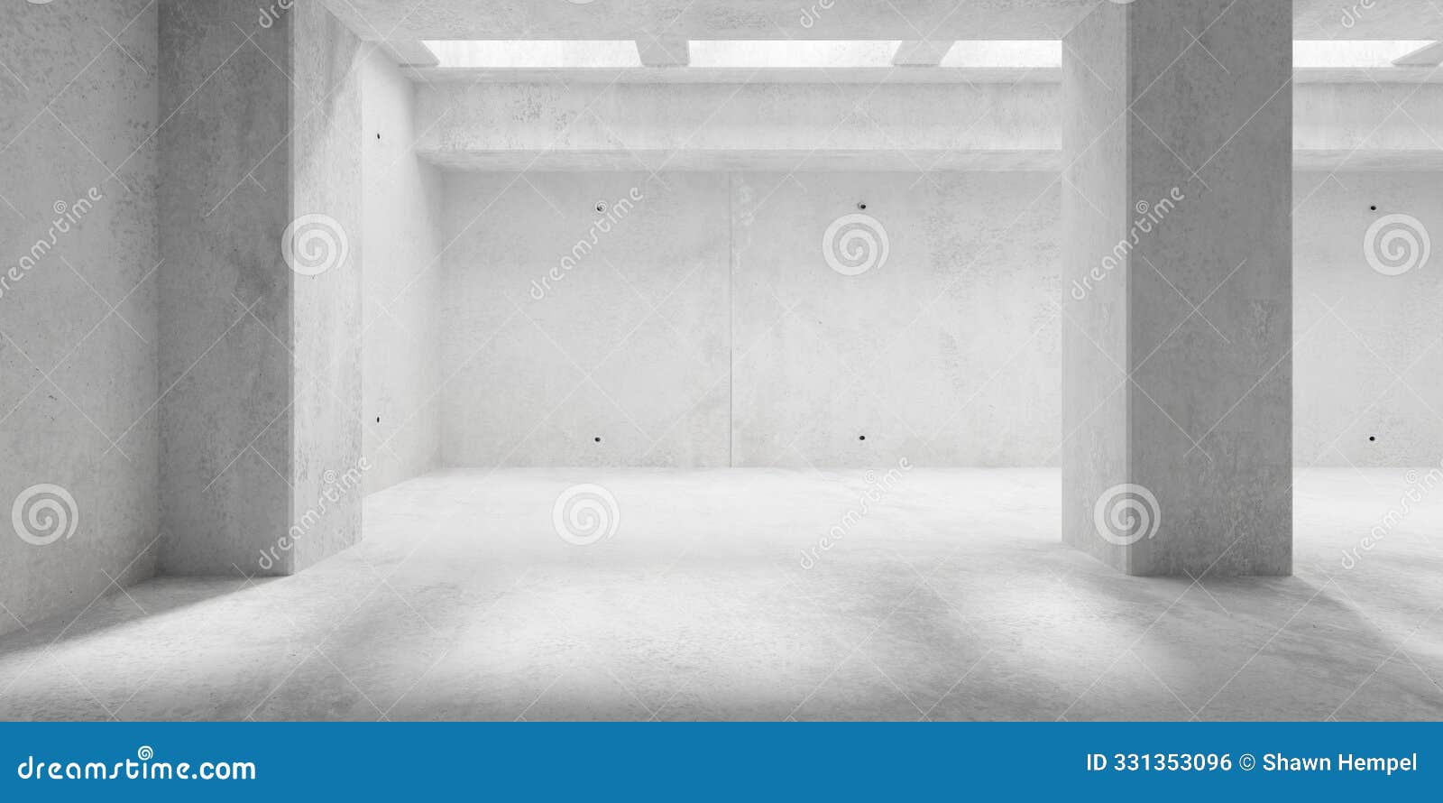 Abstract Empty, Modern Concrete Room with Pillars, Square Ceiling ...