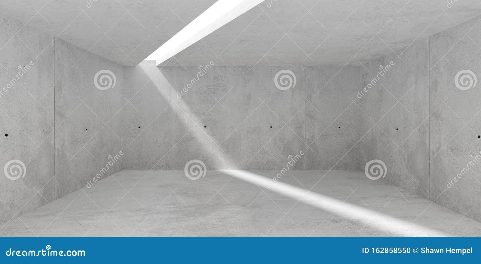 Abstract Empty, Modern Concrete Room with Skylight from Ceiling Wall ...