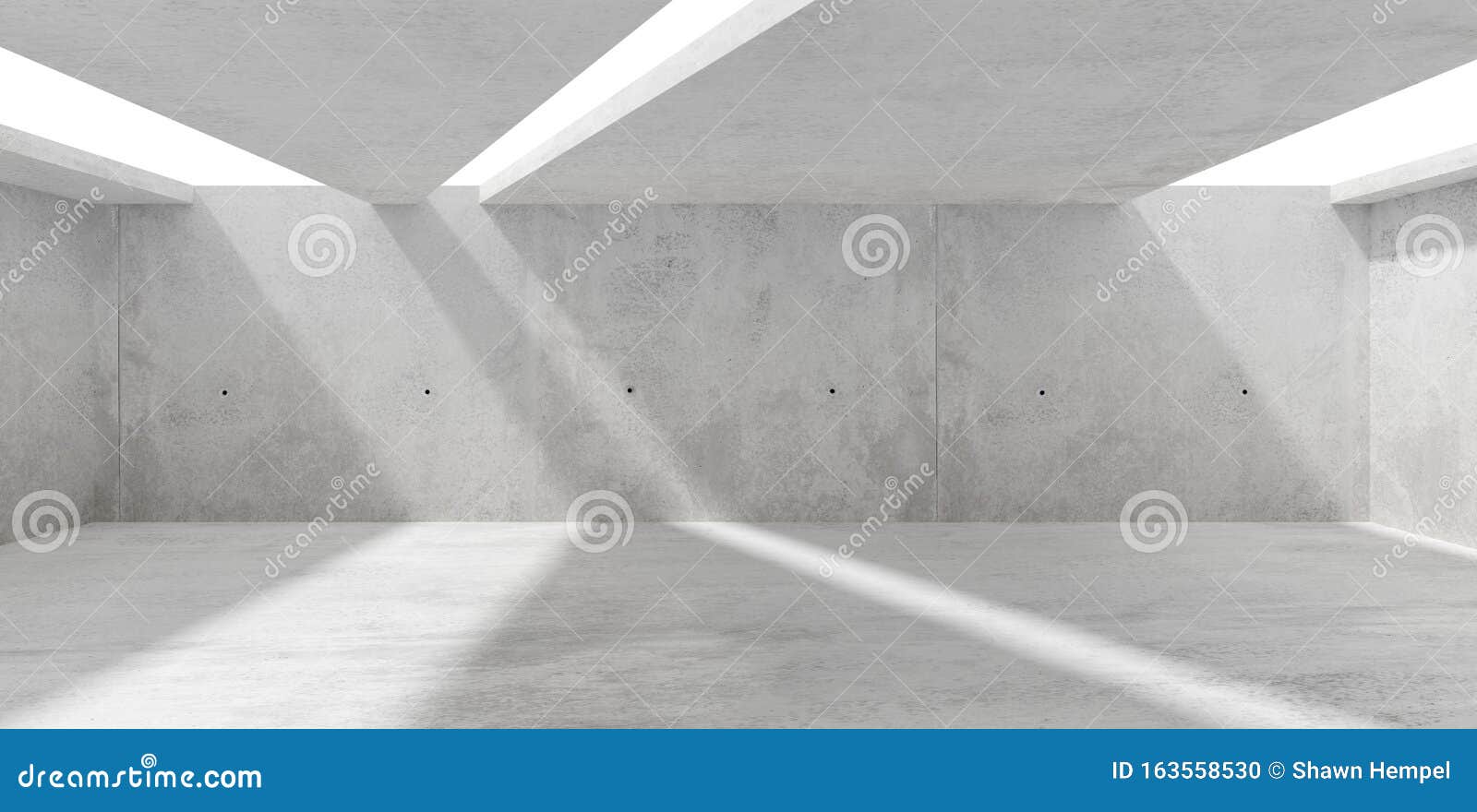 Abstract Empty, Modern Concrete Room with Skylight from Ceiling Wall ...