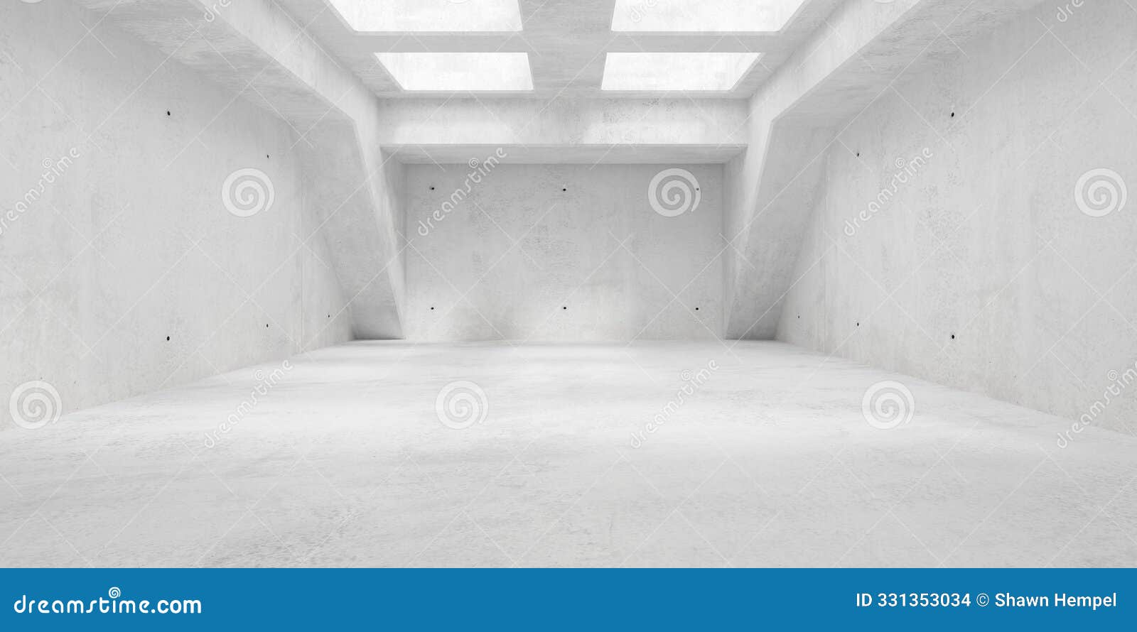Abstract Empty, Modern Concrete Room with Square Ceiling Lights, Wall ...