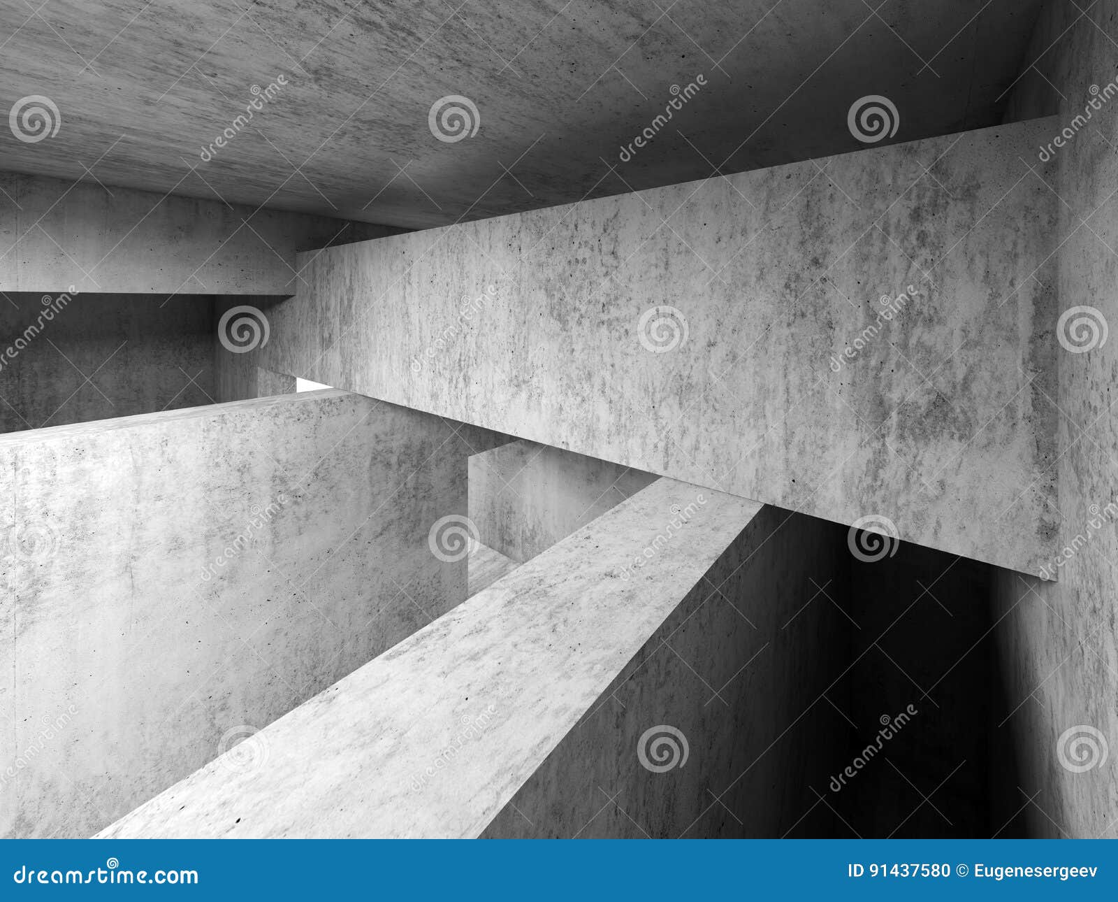 Abstract Empty Room Concrete Interior Stock Illustration - Illustration ...
