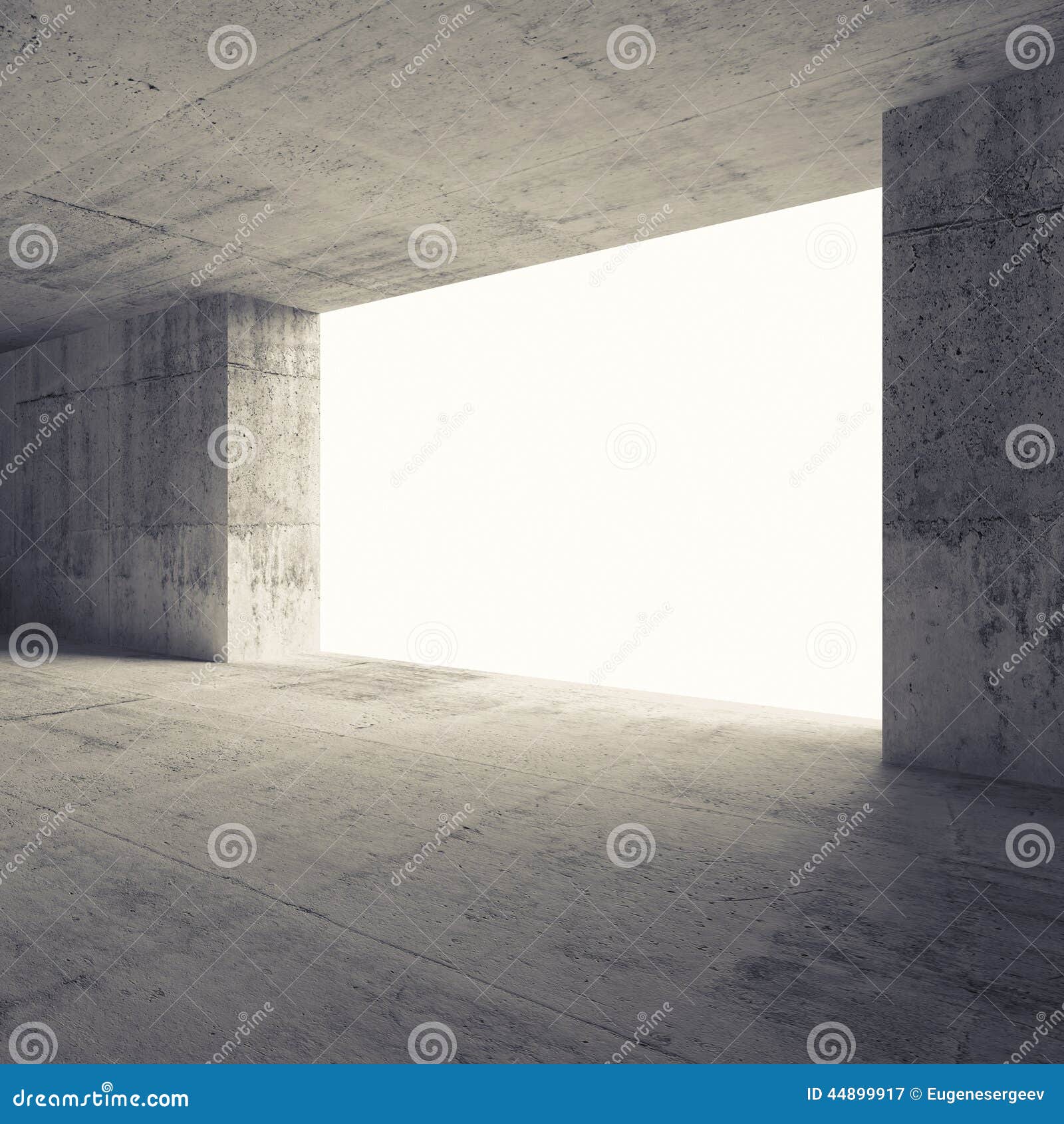 Abstract Empty Room 3d Interior with Concrete Walls Stock Illustration ...