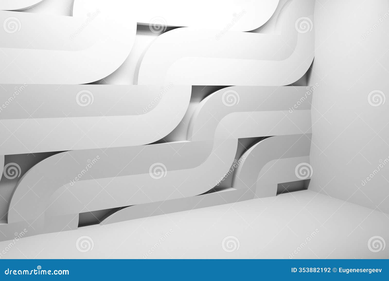 Abstract Empty Room with Decorative Wall Installation, 3 D Render Stock ...