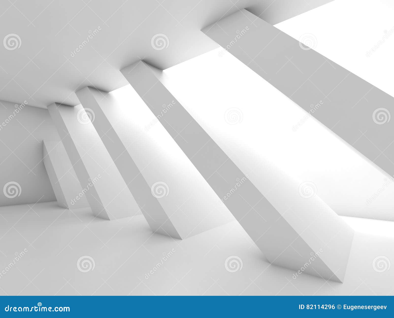 Abstract Empty Room with Diagonal Columns 3d Stock Illustration ...