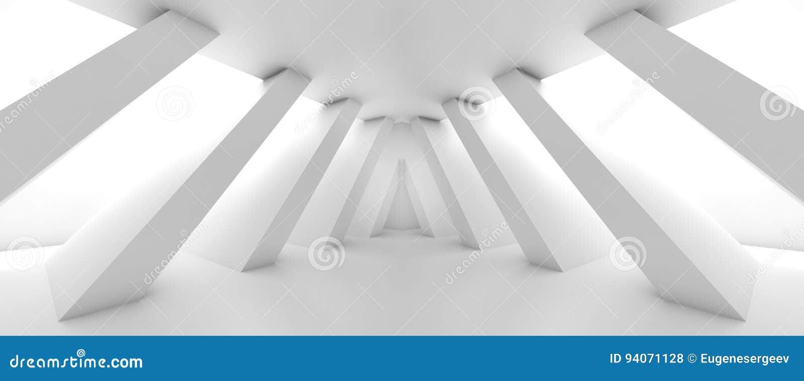 Abstract Empty Room with Diagonal Columns 3 D Stock Illustration ...