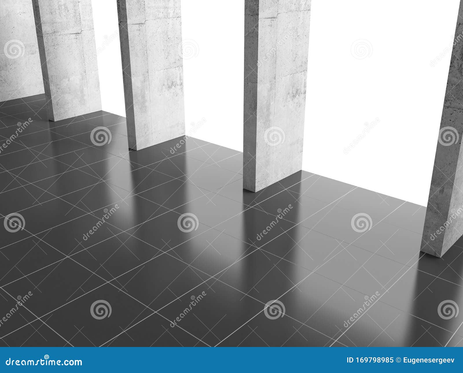 Abstract Empty Room Interior with Columns Near Light Window 3 D Stock ...