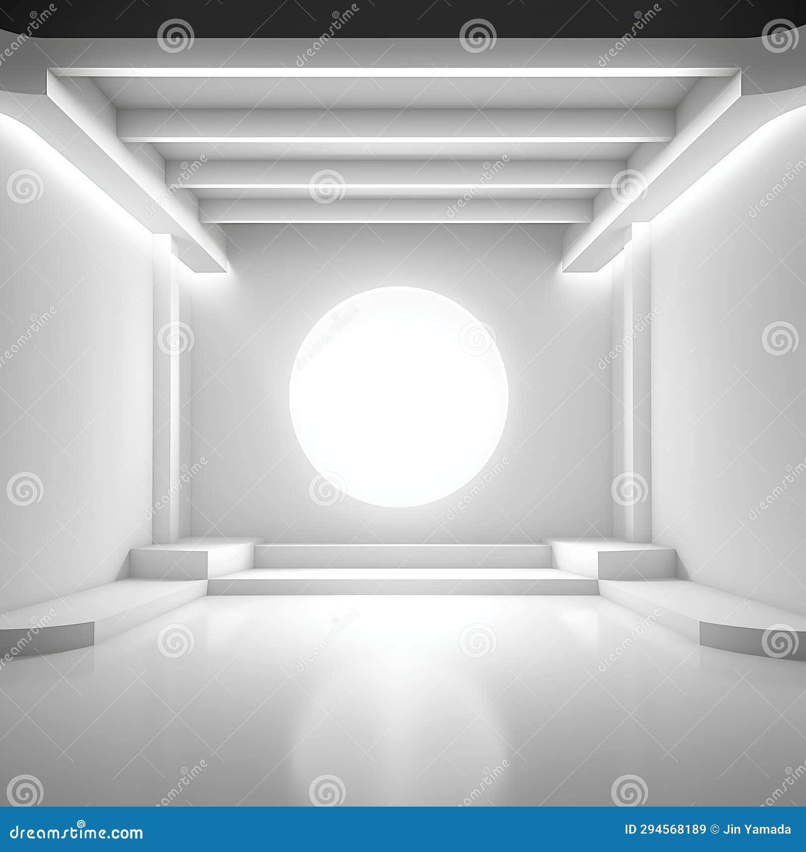 Abstract Empty Room Interior with White Round Podium. 3d Render ...
