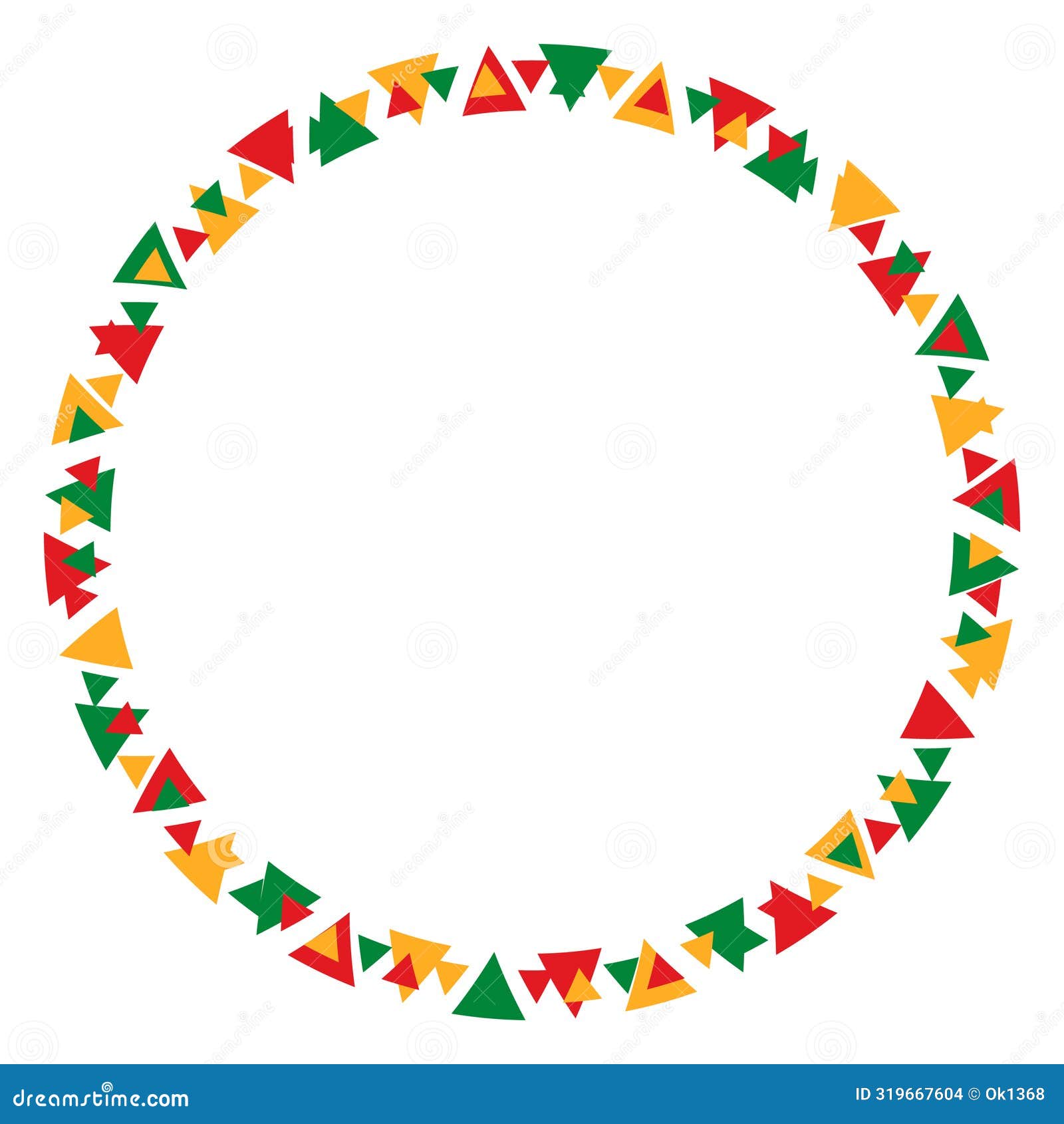 Abstract Empty Round Juneteenth Frame with Colored Triangles, Isolated ...