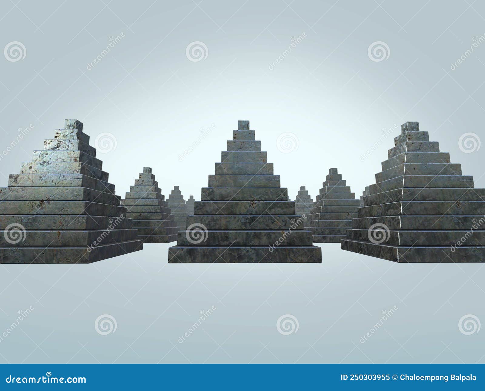 Abstract Empty Space Whit Pyramids Steel, Stock Illustration ...