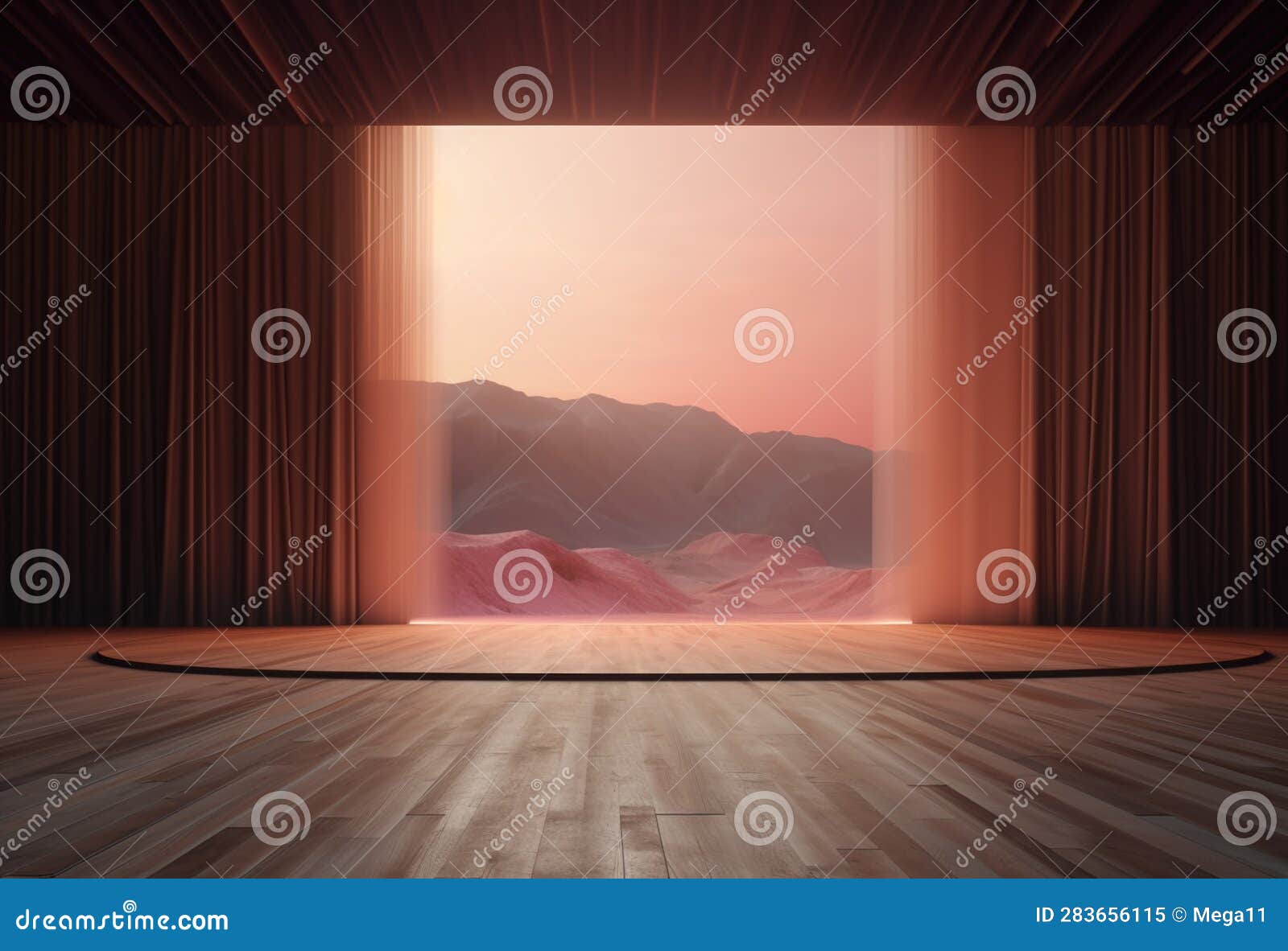 Generative AI: Abstract Empty Stage for Performance Stock Illustration ...
