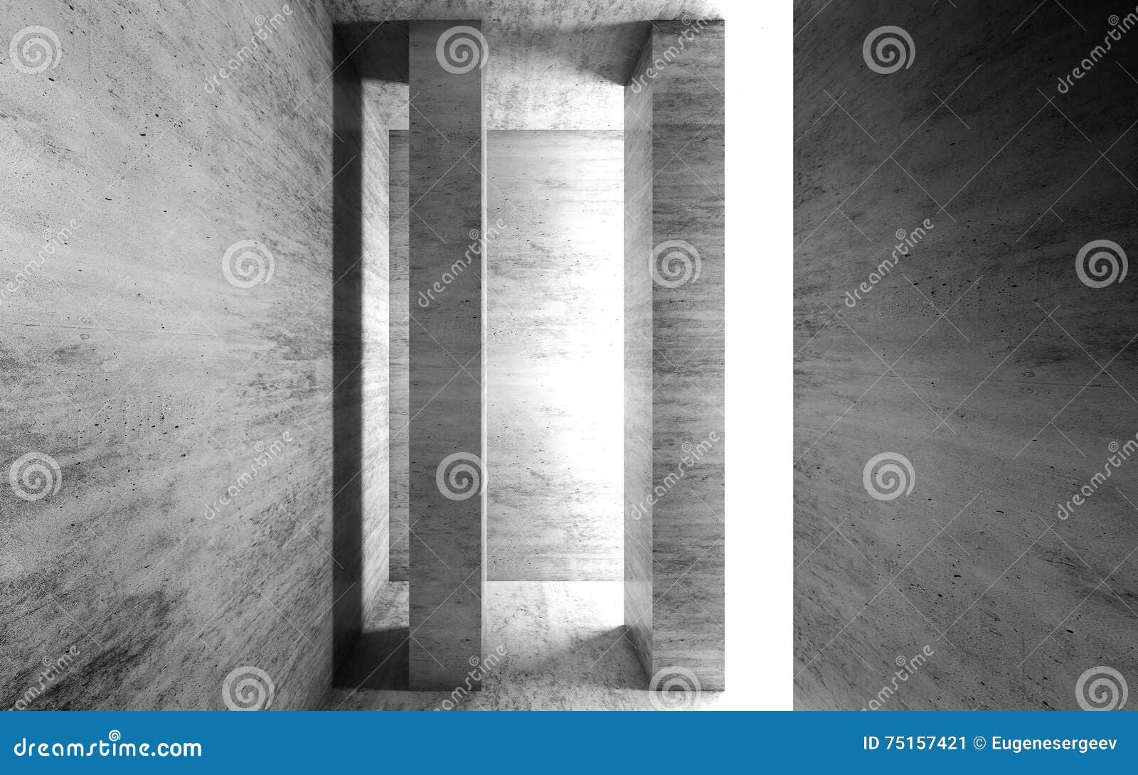Abstract Empty White Concrete Interior with Columns Stock Illustration ...