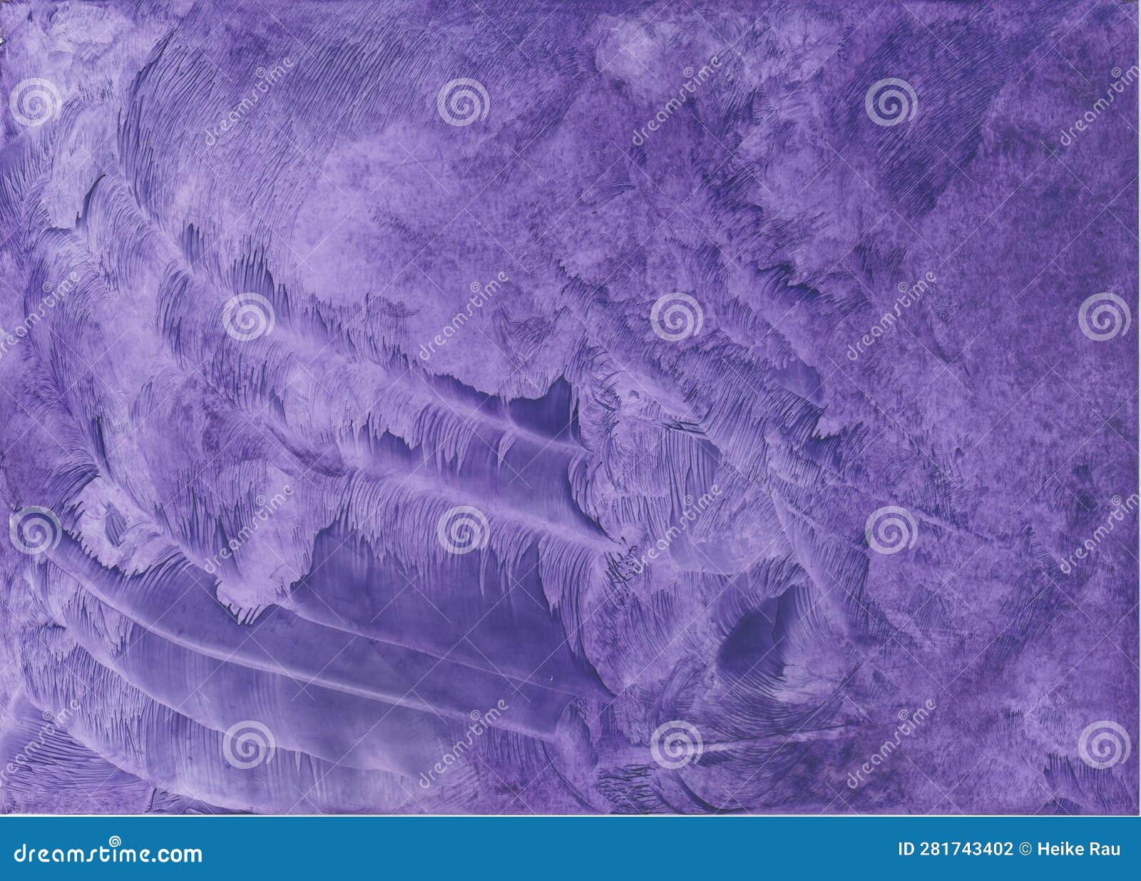 Abstract Encaustic Painting in Purple Blue with Waves, Pattern and ...