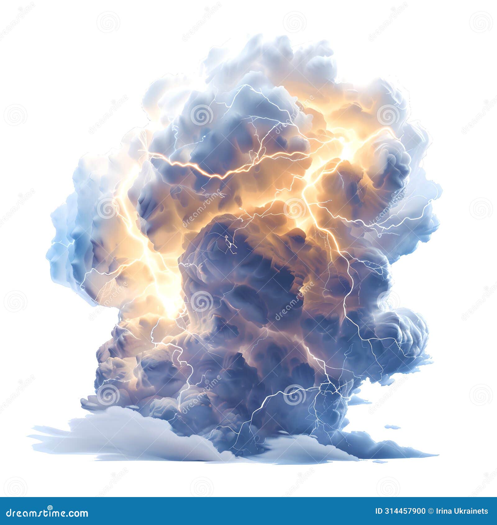 Abstract Energy Explosion Concept Art. Dynamic Cloud with Lightning ...
