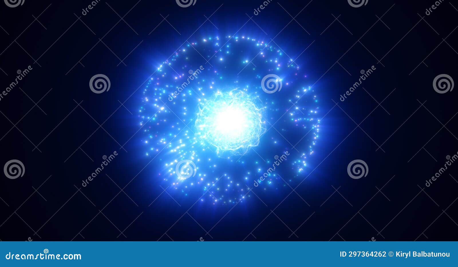 Abstract Energy Magic Blue Sphere Ball Atom Round Molecule Made of ...