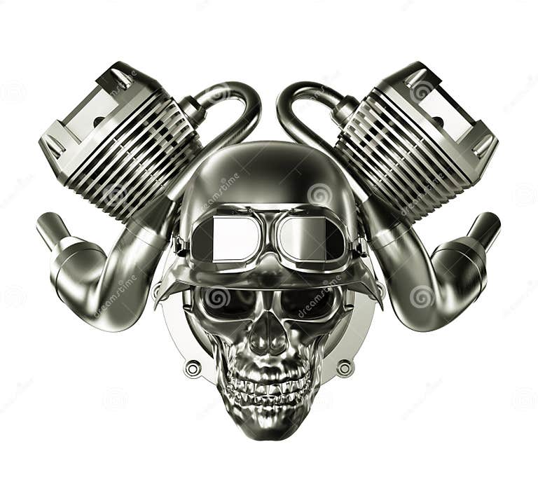 Abstract Engine Motor with Skull Stock Illustration - Illustration of ...
