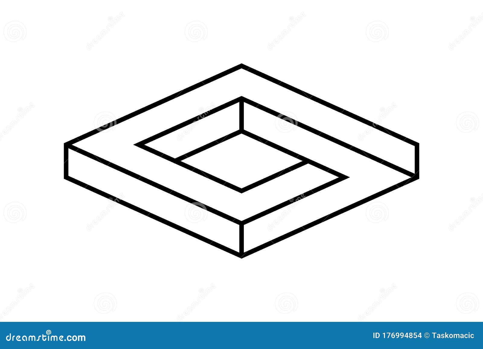 Impossible Box Shape. Optical Illusion. Linear Infinite Rhombus Figure ...