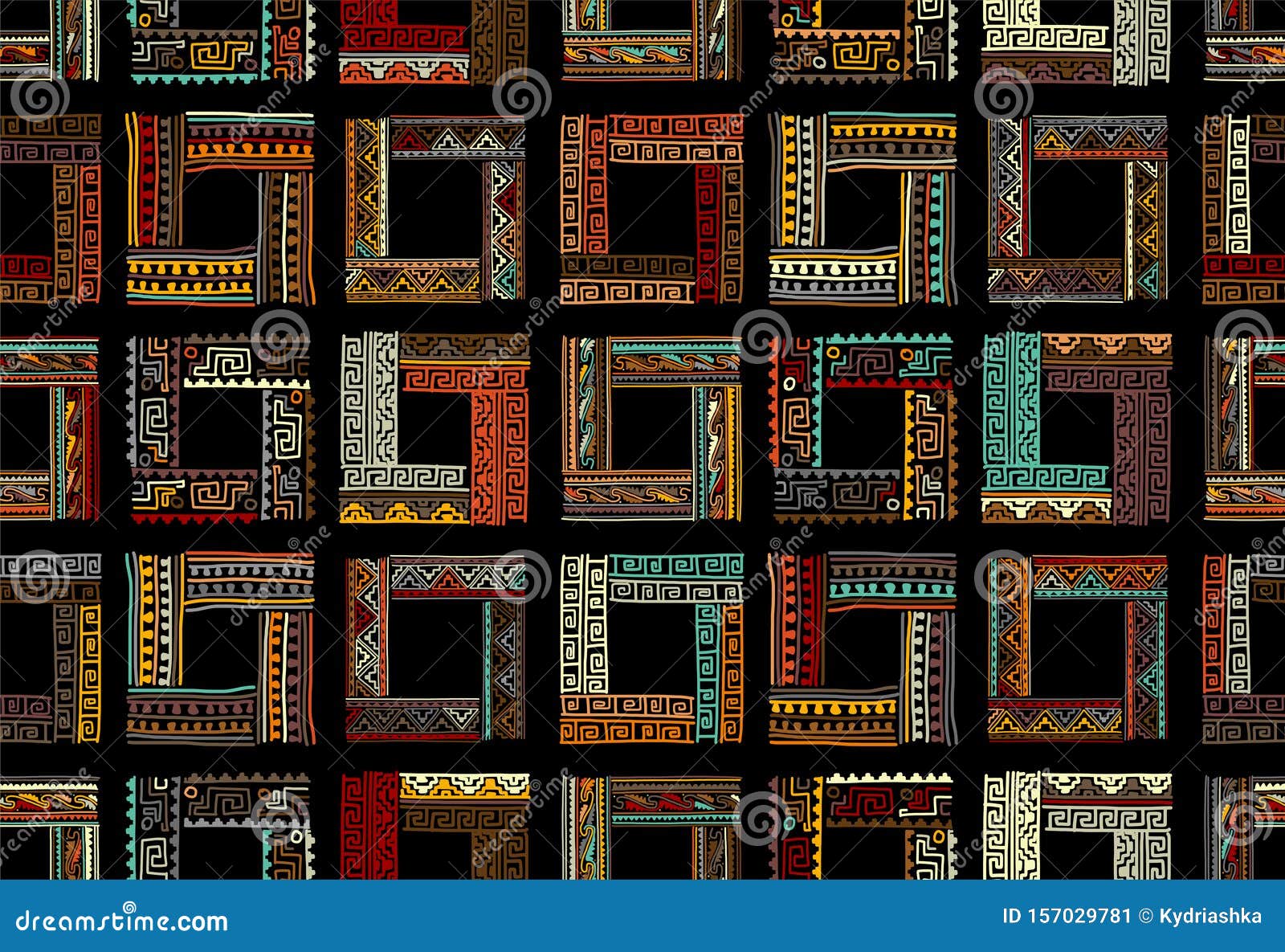 Abstract Ethnic Frames, Seamless Pattern for Your Design Stock Vector ...