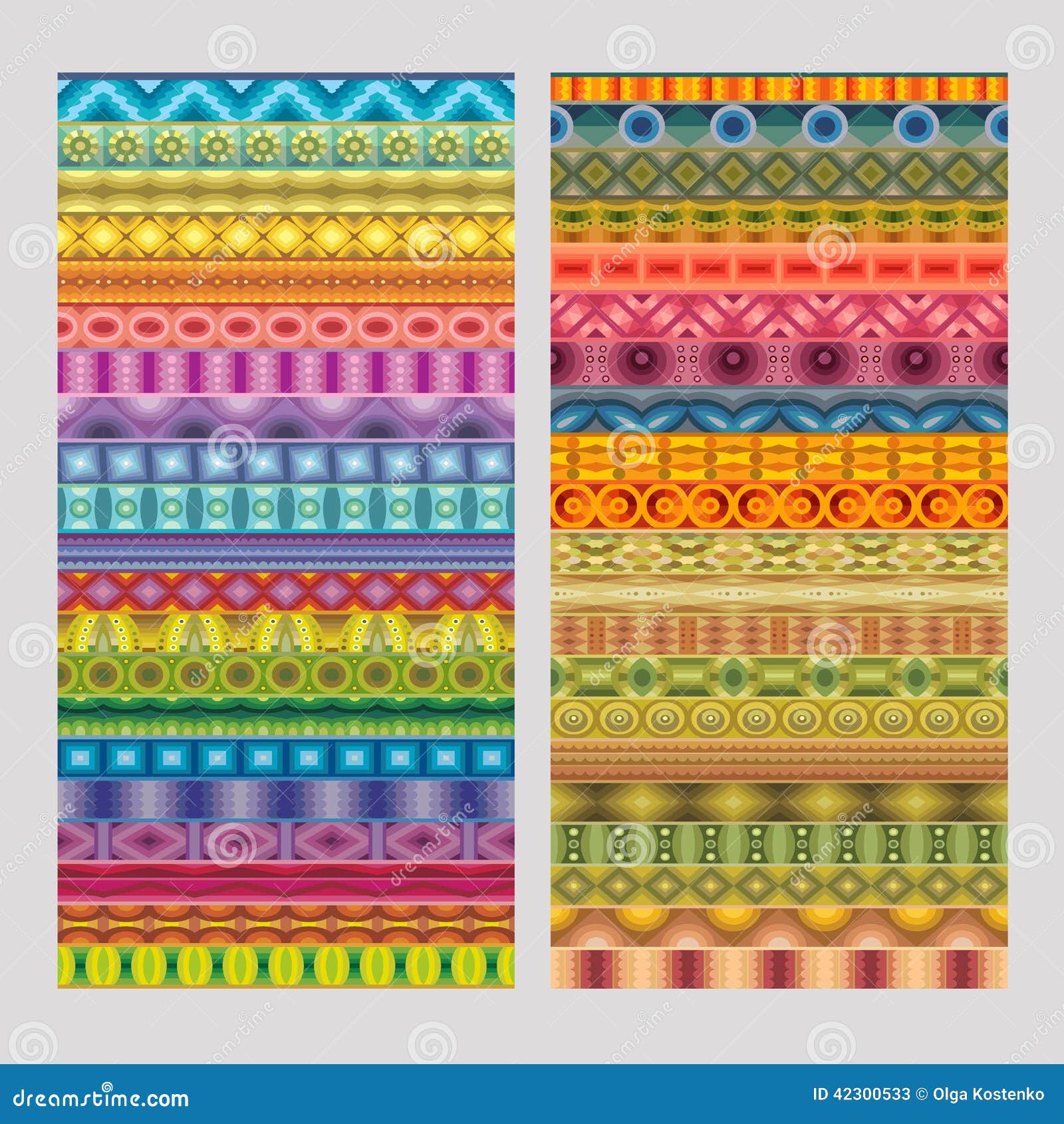 Abstract Ethnic Geometric Vector Strip Patterns Stock Vector ...