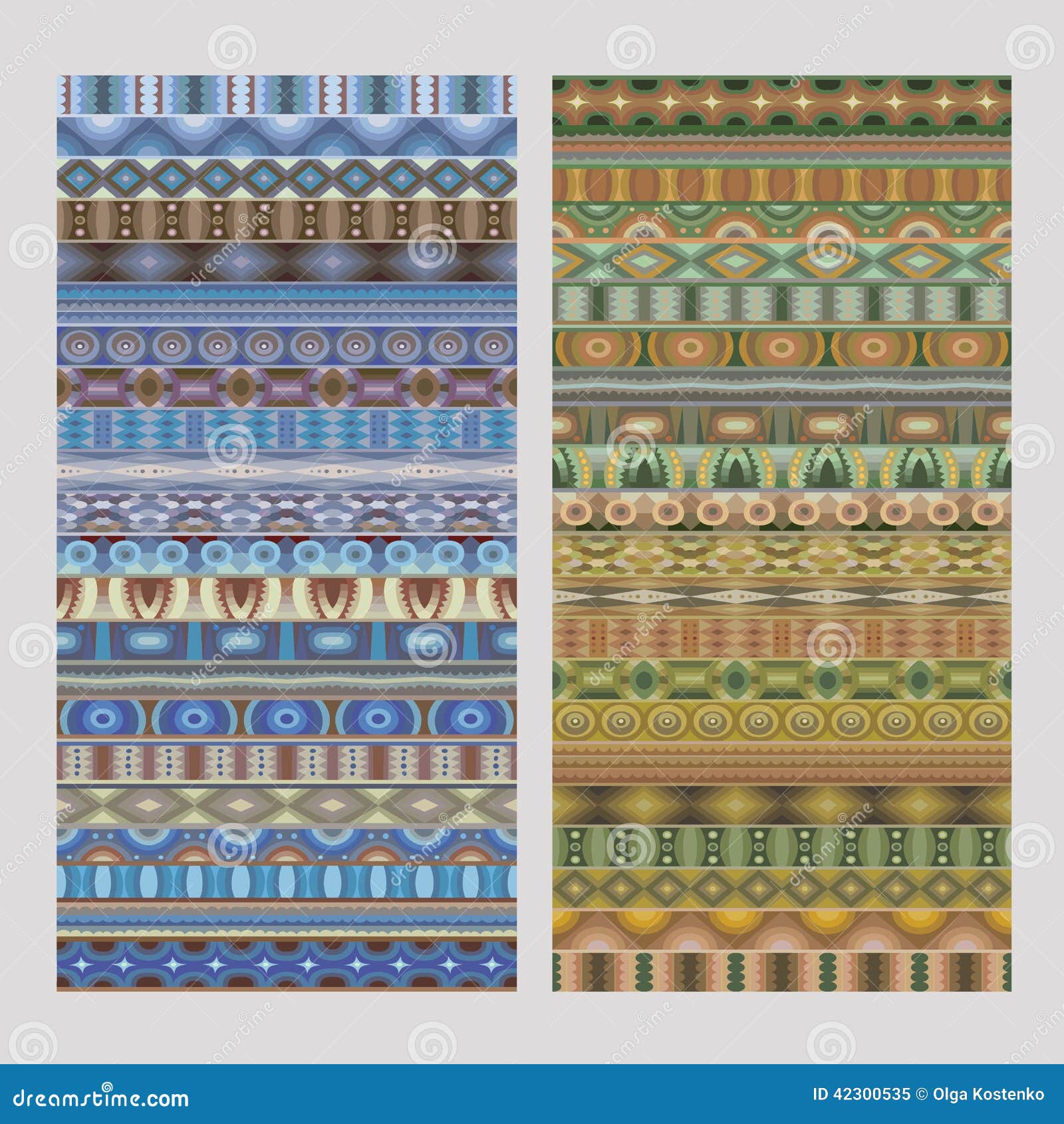 Abstract Ethnic Geometric Vector Strip Patterns Stock Vector ...