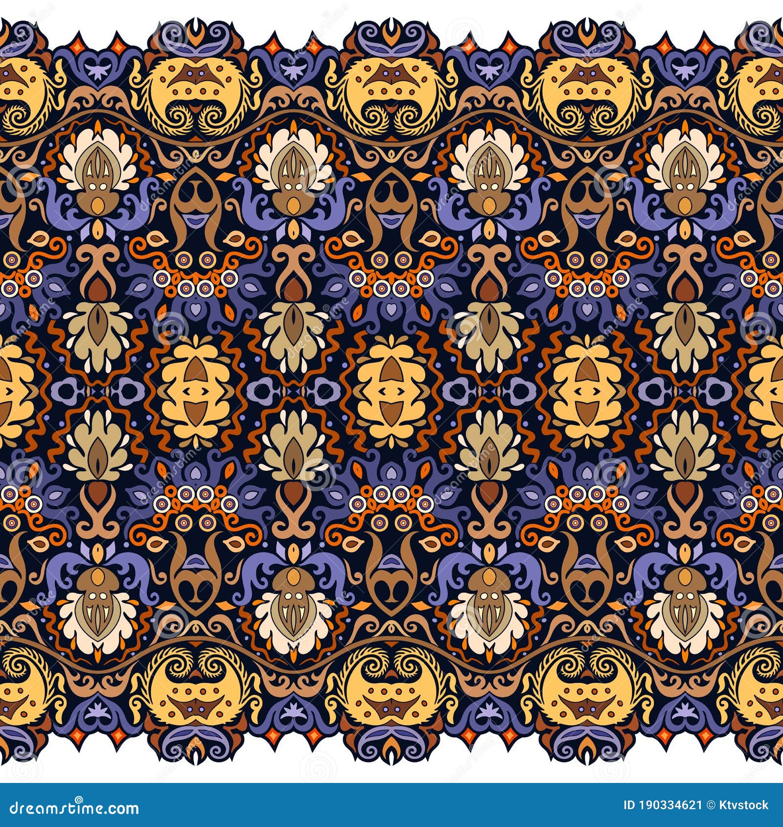 Abstract Ethnic Nature Tile Stripe Seamless Border Stock Vector ...