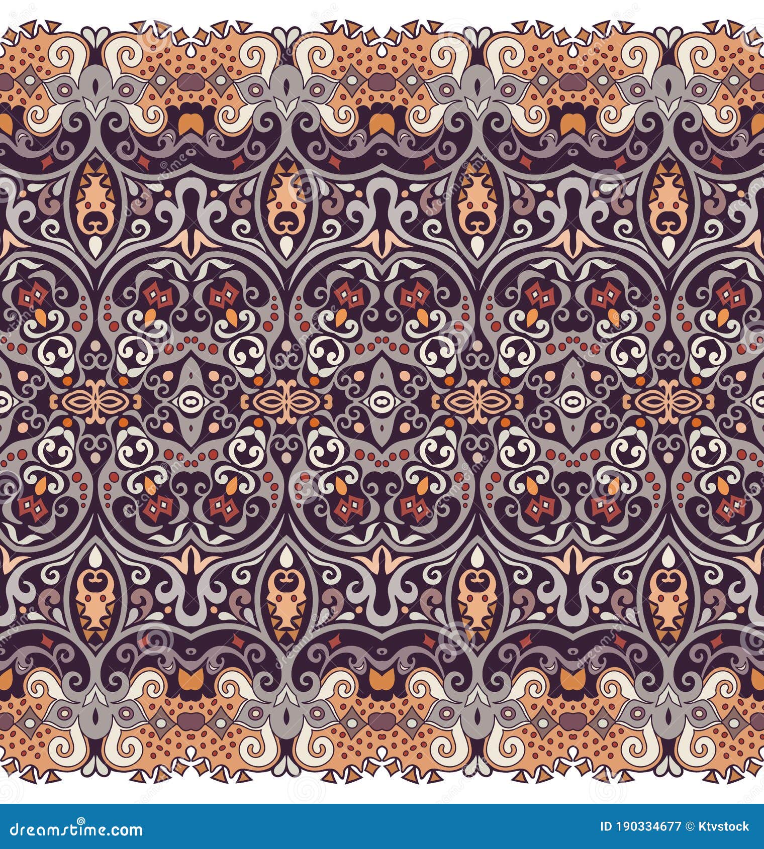 Abstract Ethnic Nature Tile Stripe Seamless Border Stock Vector ...