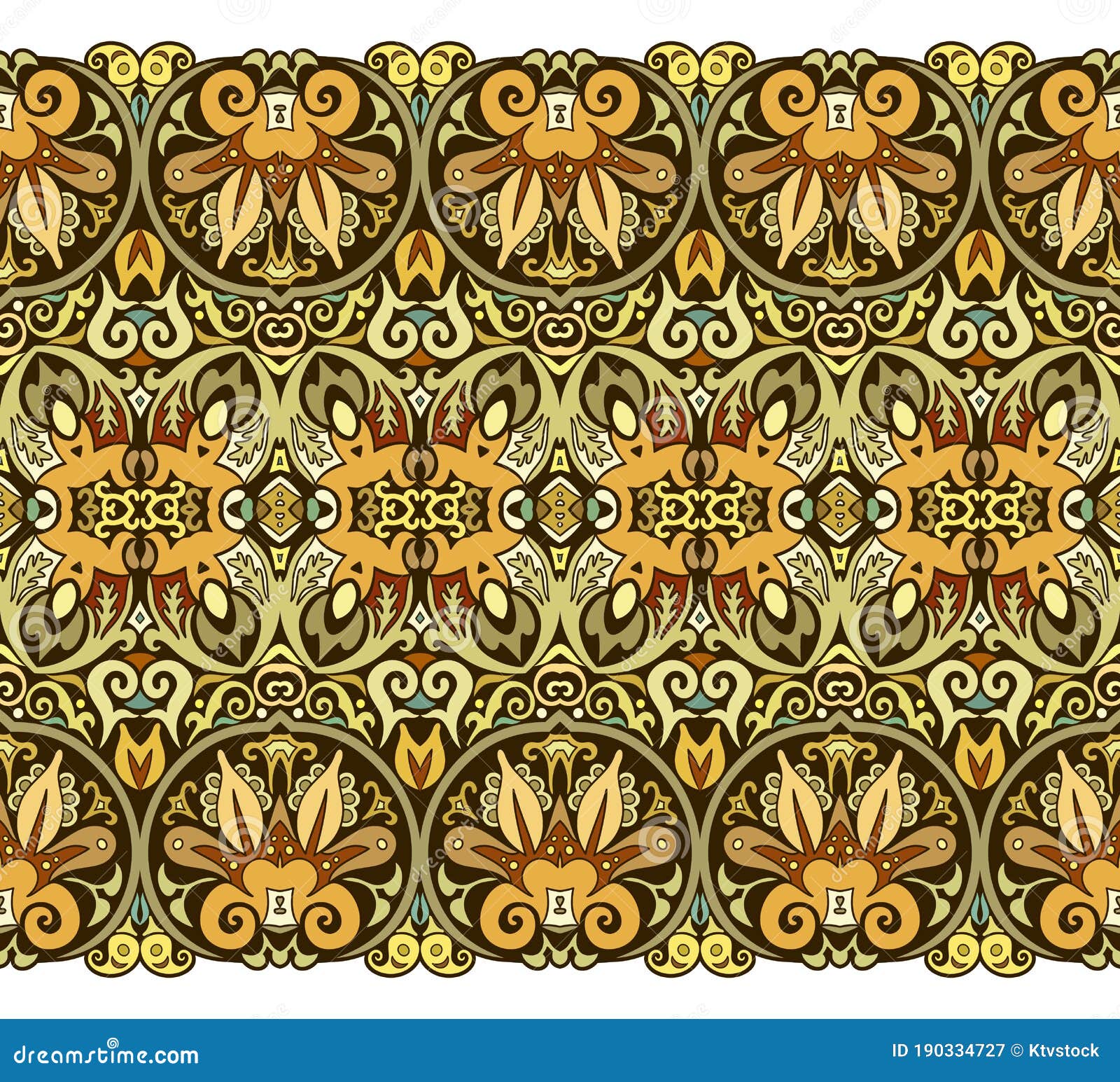 Abstract Ethnic Nature Tile Stripe Seamless Border Stock Vector ...